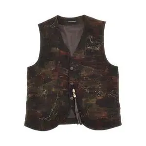 Emporio Armani Printed Cupro Twill Vest - Brown