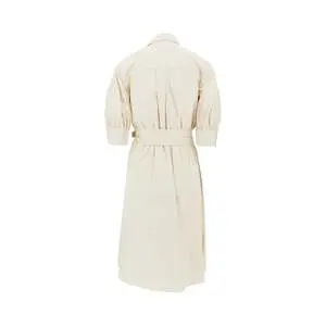 Pinko Stretch Cotton Wrap-over Midi Dress - Beige