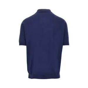 John Smedley Cotton Knit Polo Hirt - Blue