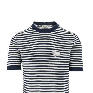 GALLIA KNIT Striped Knitted T-shirt