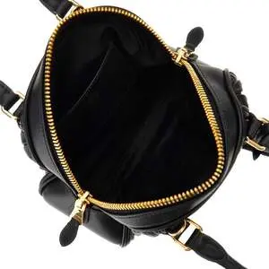 Miu Miu Matelassé Nappa Leather Arcadie Bowling Bag - Black