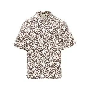 Prada Printed Cotton And Silk Bowling Shirt An Beige