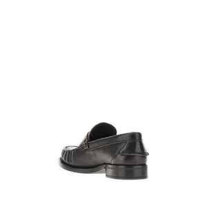 Prada Old-finished Leather Loafers - Brown