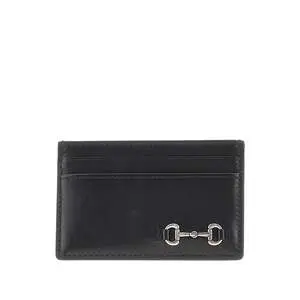 Gucci Leather Cardholder With Horsebit Detail - Black