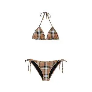 Burberry Bikini With Signature Check Motif - Beige