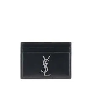 Saint Laurent Cassandre' Leather Cardholder - Black