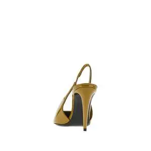 Saint Laurent Guermantes Patent Leather Slingback Pumps - Green