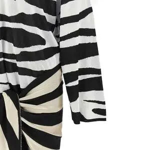 Attico Zebra Striped Knitted Mini Dress With Tie Skirt