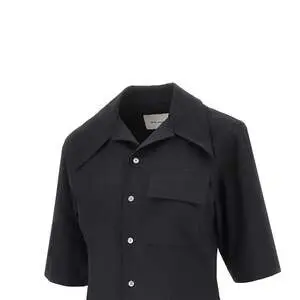 AMI Paris Wool Twill Short-sleeved Shirt With Mother-of-pearl Buttons