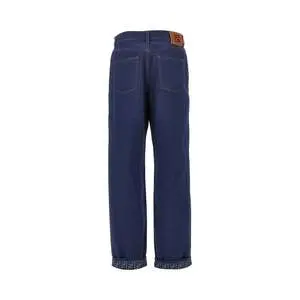 Fendi Wide Leg Jeans With Ff Motif - Blue