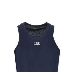 EA7 Cotton Tank Top With Logo Print