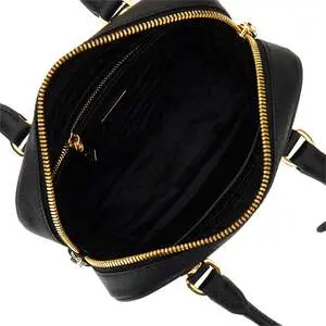 Prada Saffiano Leather Mini Bowling Bag - Black
