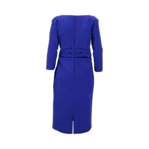 Talbot Runhof Duchesse Satin Boat Neck Dress With Draped Bust