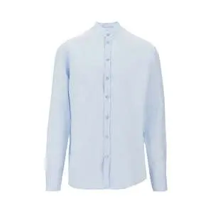 Emporio Armani Guru Collar Linen Hirt - Blue