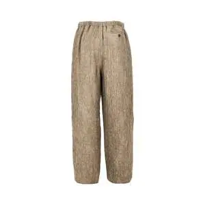 Emporio Armani Bark Effect Linen-blend Pants - Beige