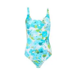 Chloé One-piece Swimsuit With Water Flowers Print - Blue
