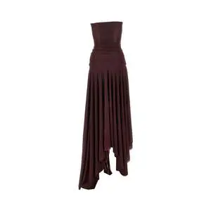 MAYGEL CORONEL Strapless Ruched Floral Embellished Maxi Dress - Red