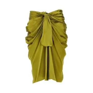 Chloé Draped Silk Midi Skirt - Green