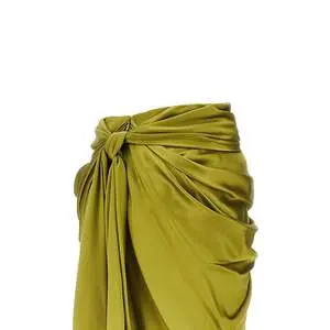 Chloé Draped Silk Midi Skirt - Green