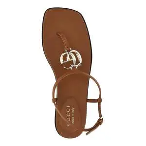 Gucci Double G Leather Thong Sandals