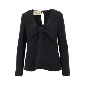 Valentino Garavani Cady Couture Long-sleeved Top With Bow Detail