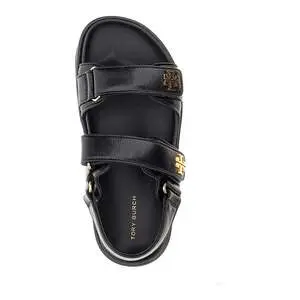 Tory Burch Kira Leather Sandals With Gold-toned Double T Logo