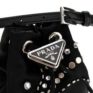 Prada Re-nylon Re-edition 1978 Mini Pouch With Crystal And Stud Embroidery