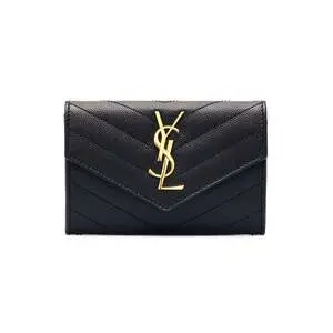 Saint Laurent Grain De Poudre Leather Wallet - Black