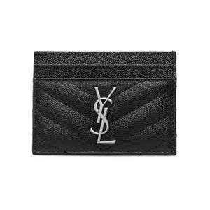Saint Laurent Grain De Poudre Leather Cardholder - Black