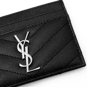 Saint Laurent Grain De Poudre Leather Cardholder