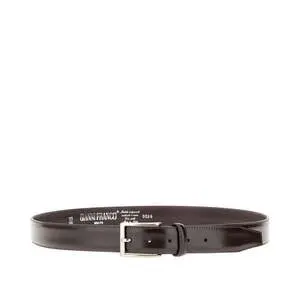 GIANNIFRANCO BELTS Leather Belt With Silver-finished Buckle - Brown