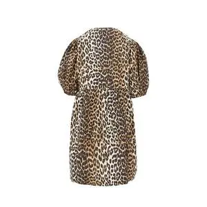 GANNI Leopard Cotton Mini Dress - Multicolor