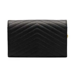 Saint Laurent Cassandre' Leather Wallet On Chain - Black