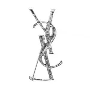 Saint Laurent Opyum Brooch With Crocodile Texture - Silver