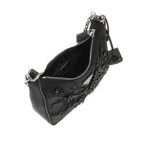Prada Re-nylon Embroidered Re-edition Mini Bag With Saffiano Leather Details