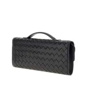 Bottega Veneta Andiamo Nappa Leather Clutch With Knot Closure - Black