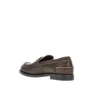 Miu Miu Vintage Effect Leather Penny Loafers - Brown