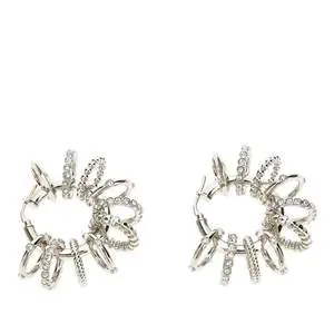 Amina Muaddi Multi Ring Hoop Earrings With Crystals