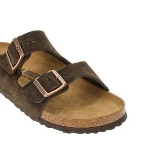 BIRKENSTOCK Arizona Suede Leather Sandals - Brown