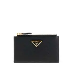 Prada Saffiano Leather Cardholder Pouch - Black