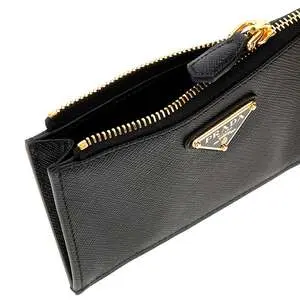 Prada Saffiano Leather Cardholder Pouch - Black