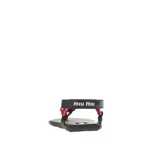 Miu Miu Cord And Leather Thong Sandals With Adjustable Strap