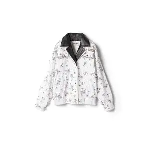 Miu Miu Embroidered Gabardine And Leather Blouson Jacket