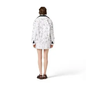 Miu Miu Embroidered Gabardine And Leather Blouson Jacket