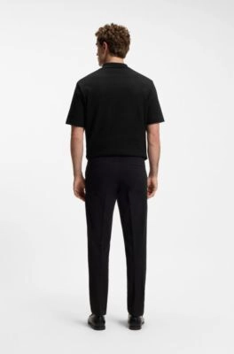 BOSS Jacquard-pattern Polo Shirt With Johnny Collar - Black