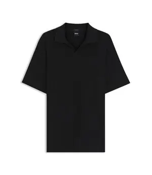 BOSS Jacquard-pattern Polo Shirt With Johnny Collar - Black