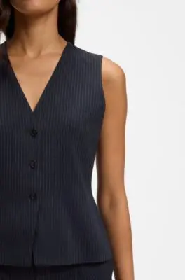 BOSS Pinstripe Stretch Crepe Vest
