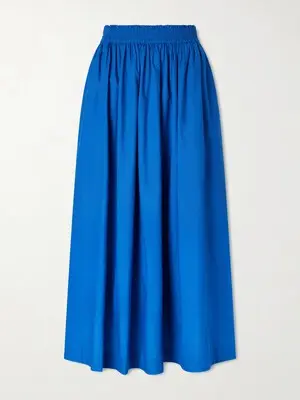 SKALL STUDIO Organic Cotton Poplin Midi Skirt - Blue