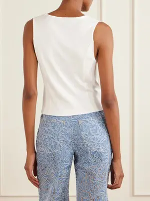 Veronica Beard Quenby Ribbed Cotton-blend Tank Top - White