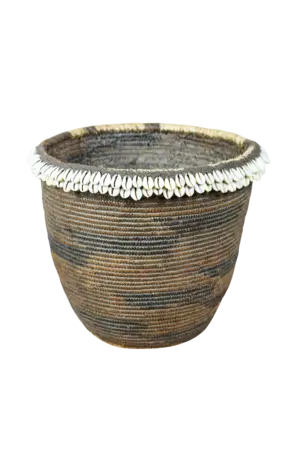 Botanical Boys Neutrals / Vintage Tutsi Basket With Cowrie Shells One Zero Six Nine - Brown